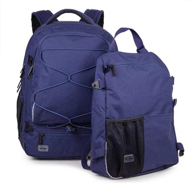 Large dark blue backpack, Indigo SUPREME, stylish 2-in-1 model