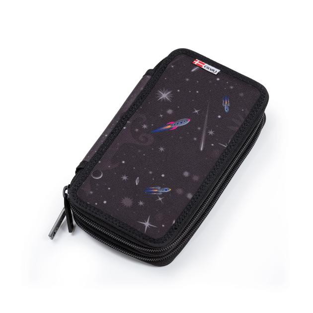 Pencil case with space rockets and stars - Space TWOZIP from JEVA